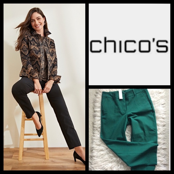 Chico's | Pants & Jumpsuits | Nwt Chicos Straight Leg Green Ankle Pants ...